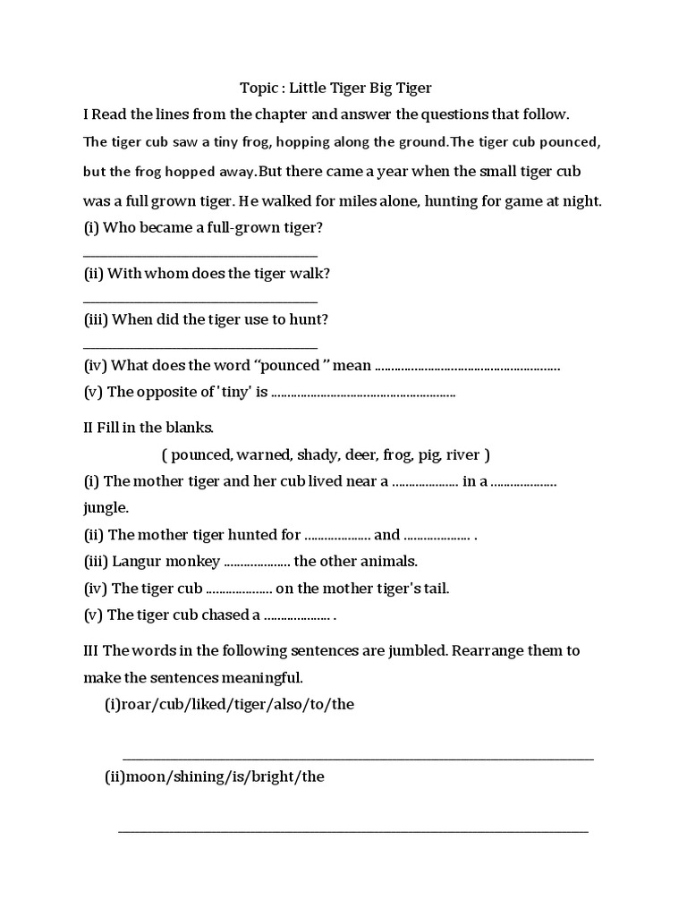 Young Learners' Tiger Adventure | PDF