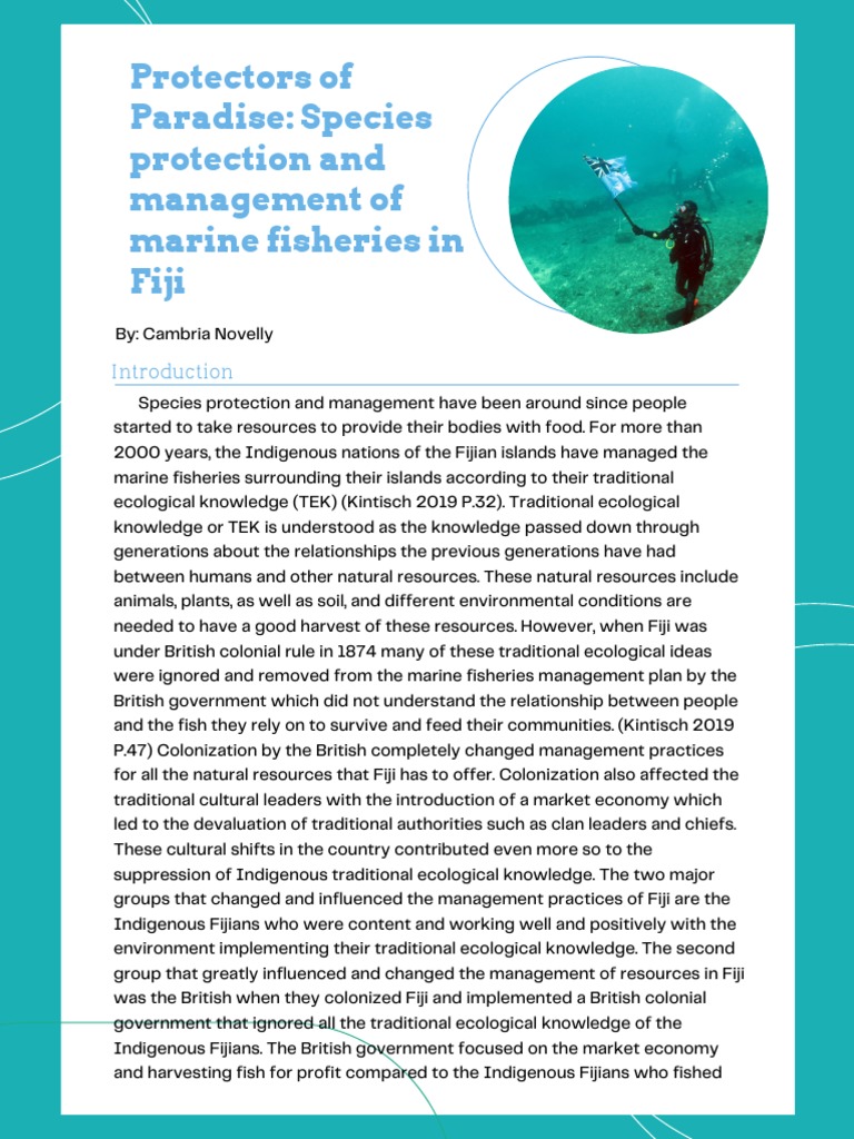 Protectors of Paradise Species Protection and Management of Marine Fisheries in Fiji 1 | PDF ...