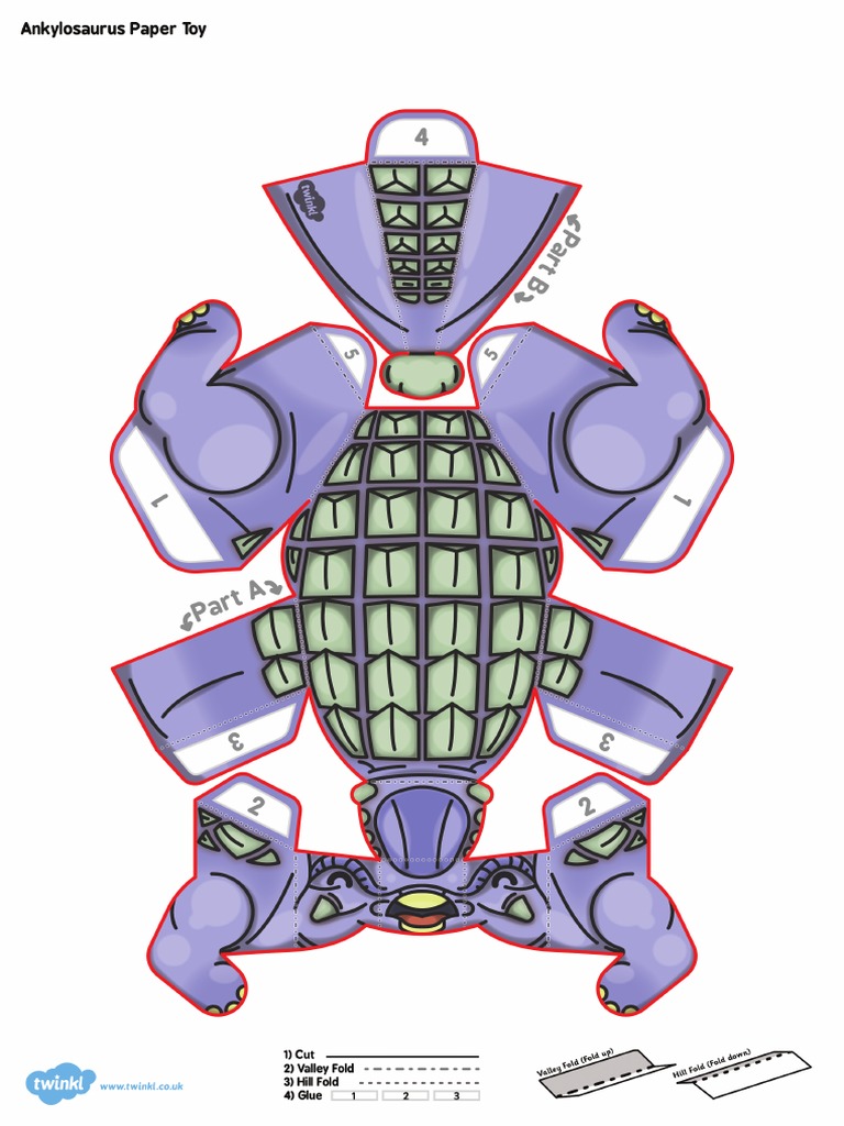 T T 28372 Simple 3D Printable Paper Ankylosaurus Dinosaur Activity | PDF