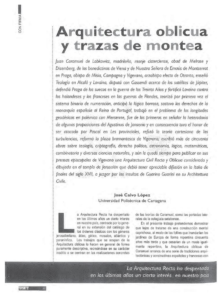Calvo - Arquitectura Oblicua y Trazas de Montea | PDF