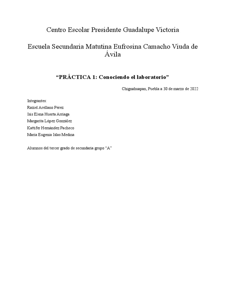 PRÁCTICA 1 de Español | PDF | Laboratorios | Experimentar