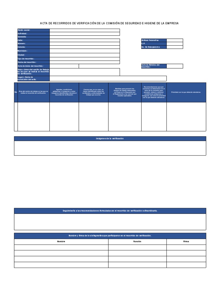 Acta de Recorrido de La Comision de Seguridad e Higiene | PDF Acta de Recorrido de La Comision de Seguridad e Higiene | PDF