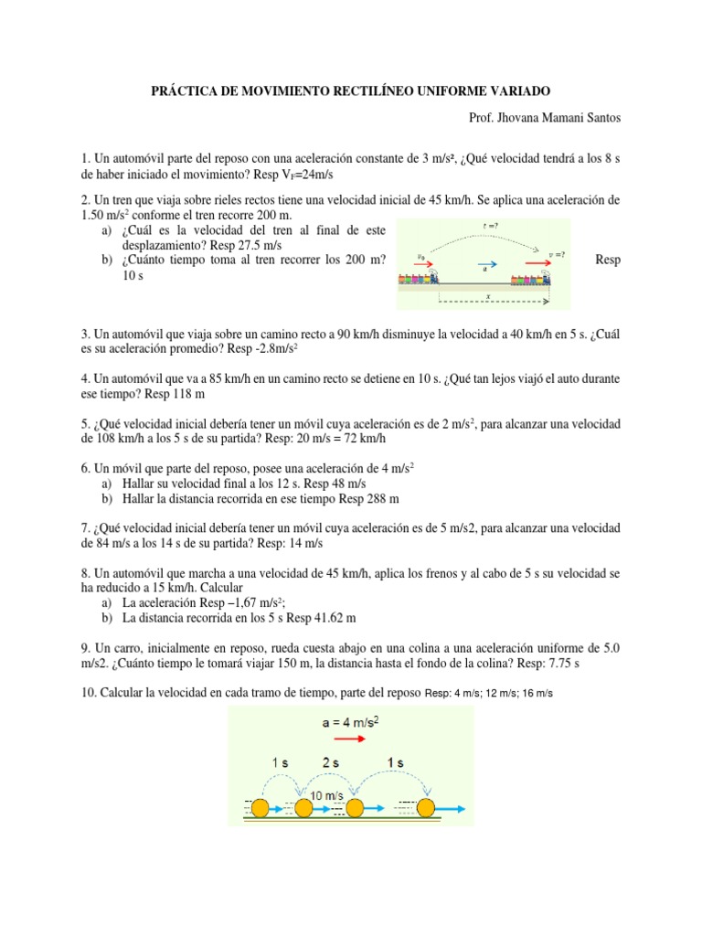 Ejercicios de Velocidad Final en MRUV | PDF