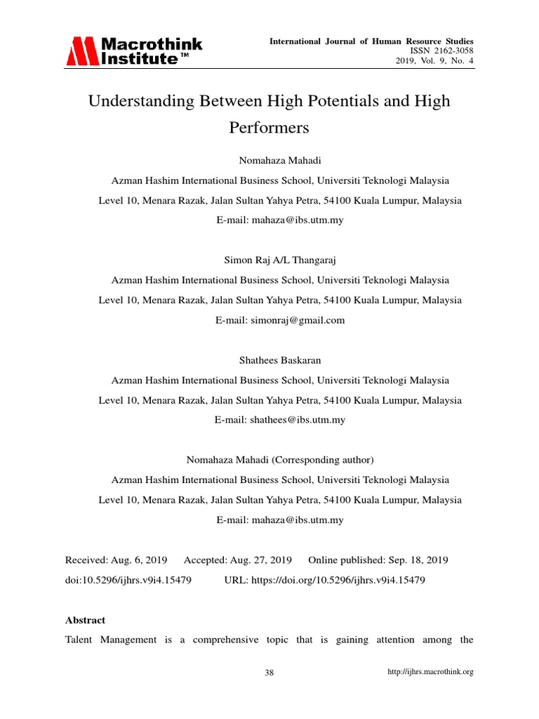 Understanding Between High Potentials and High Per | PDF | Leadership ...