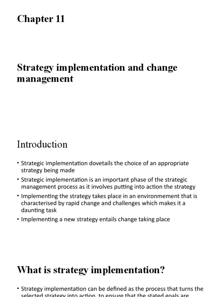Chapter 11 Strategy Implementation and Change Management | PDF | Change ...