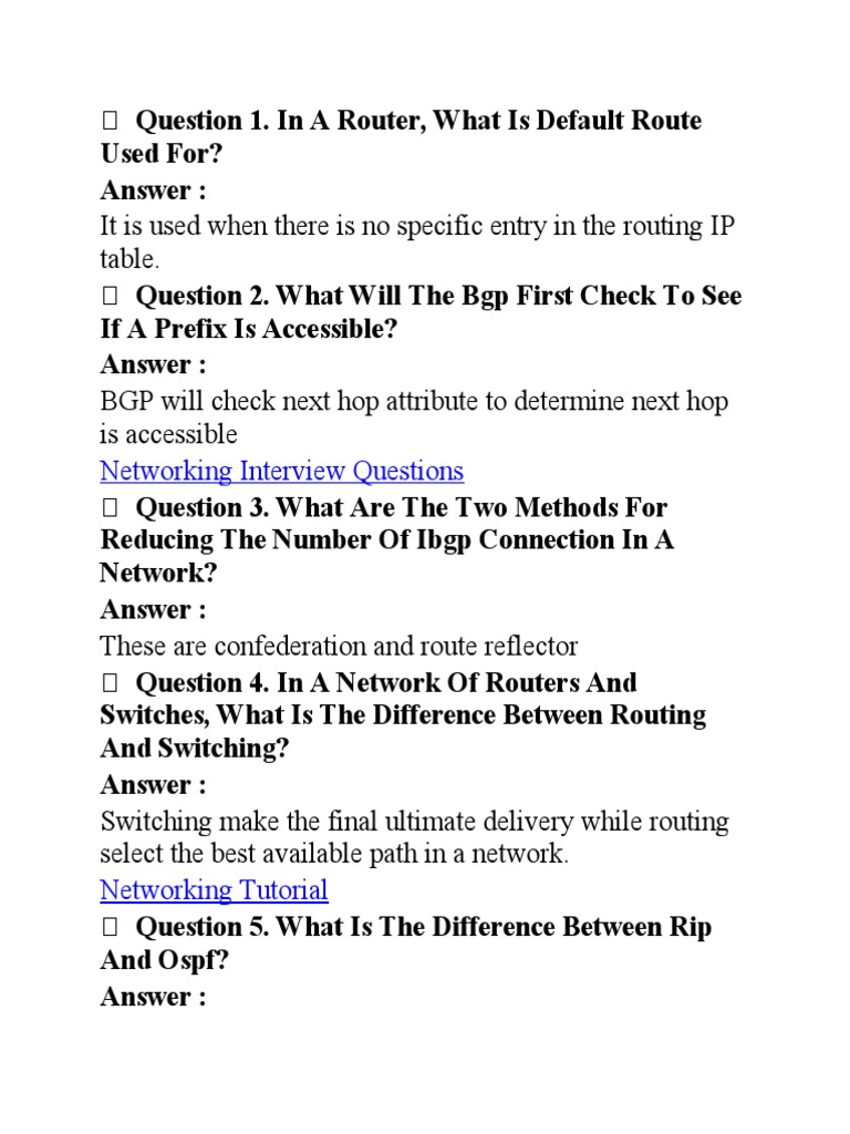CCNP Interview Questions | PDF | Routing | Router (Computing)