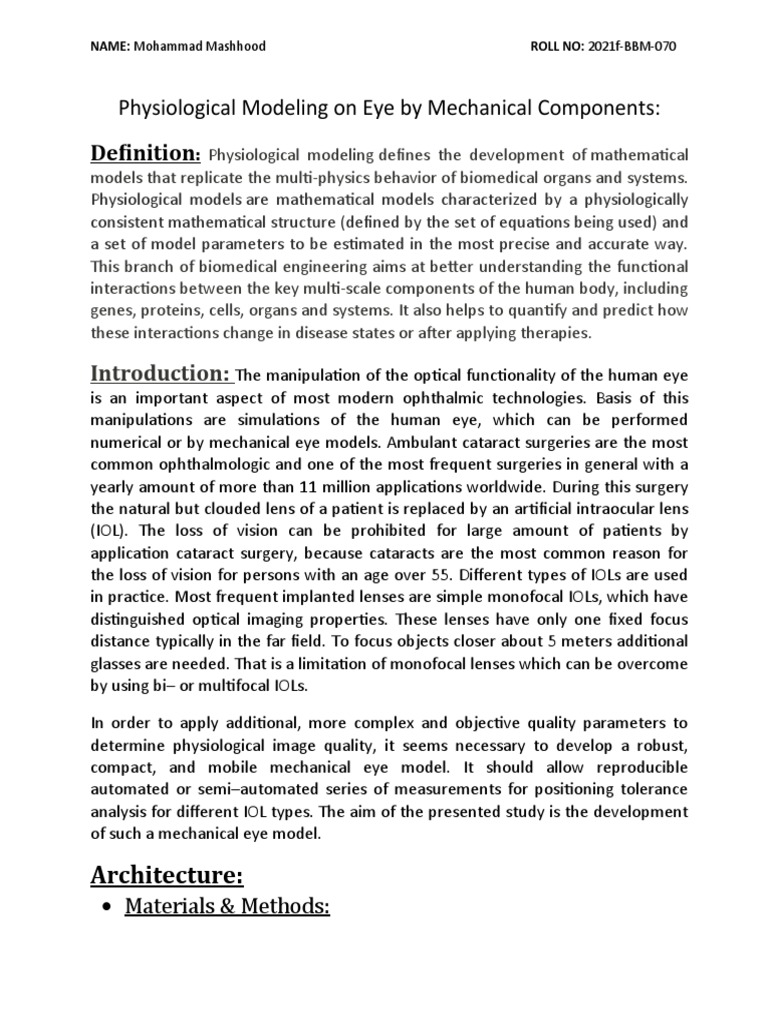 Physiological Modeling On Eye by Mechanical Components | Download Free ...
