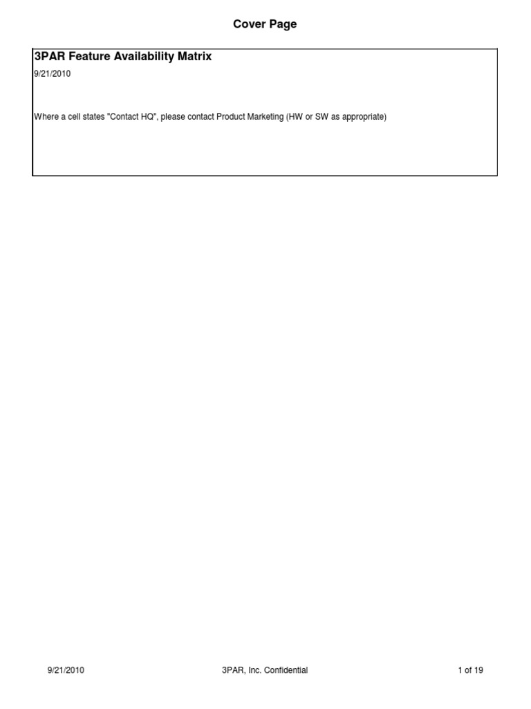 3PAR Feature Availability Matrix | PDF | Computer Engineering ...