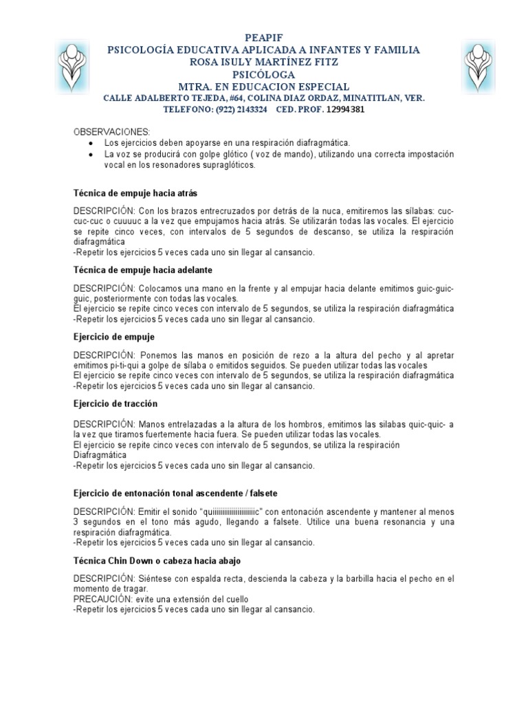 Ejercicios para Paladar Blando | PDF | Salud y bienestar