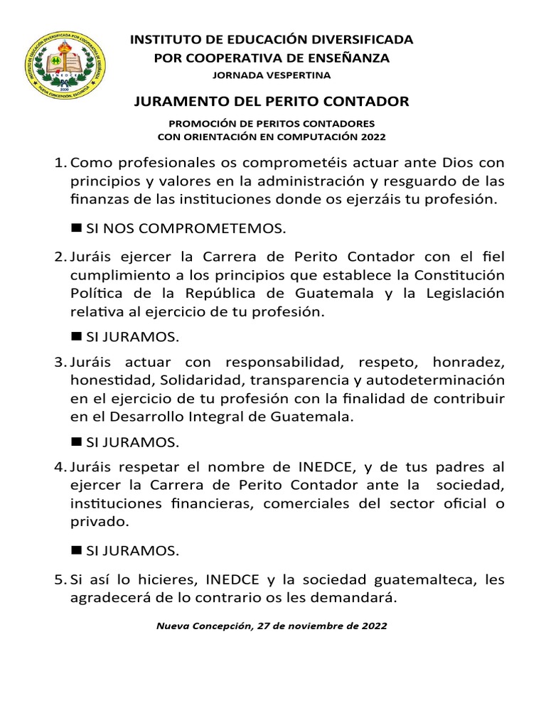 Juramento del Perito Contador 2022 | PDF | Negocios