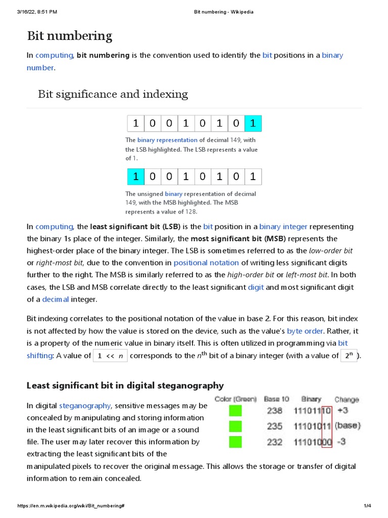 Bit Numbering - Wikipedia | PDF | Computer Programming | Computer Data