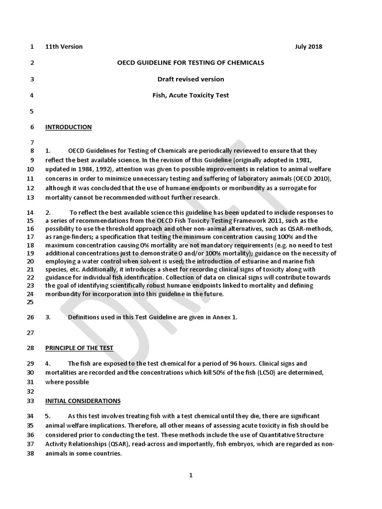 Oecd - Test 203 | PDF | Total Organic Carbon | Water