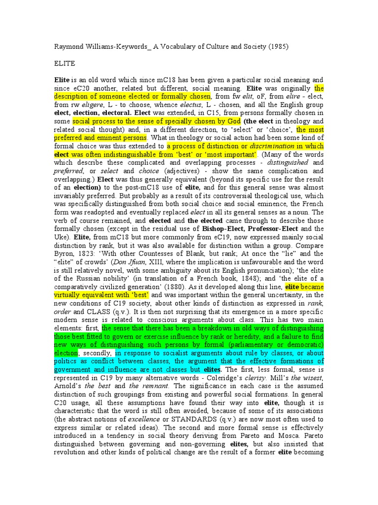 Raymond Williams-Keywords - A Vocabulary of Culture and Society | PDF | Theory | Democracy