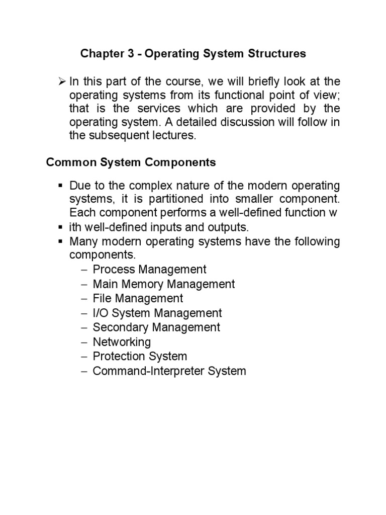Chapter 3 - Operating System Structures: Prepared by Dr. Amjad Mahmood | PDF | Computer Data ...