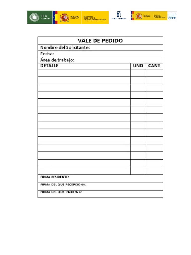 Vale Pedido | PDF