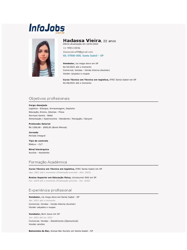 Curriculo Hadassa | PDF | Microsoft | Informática