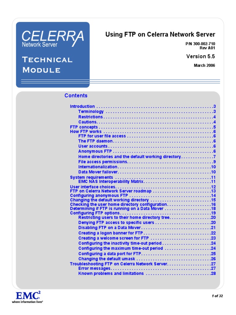 Celerra FTP Setup 5.5 | PDF
