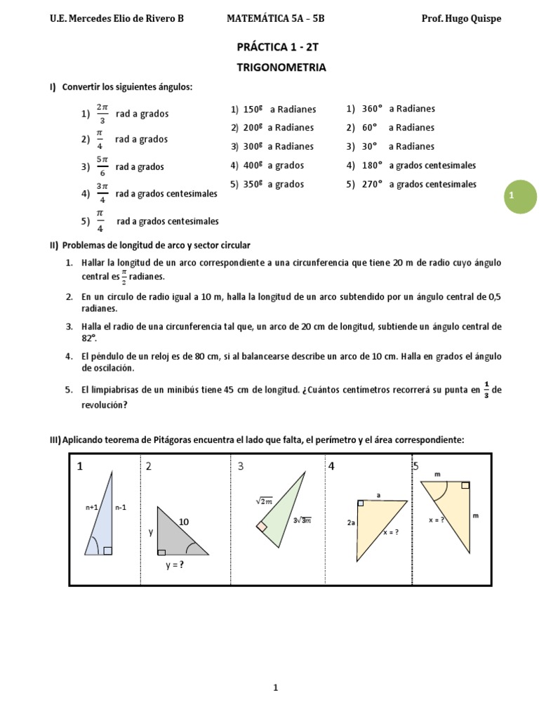 Trigonometria - Practica | PDF | Trigonometría | Rotación