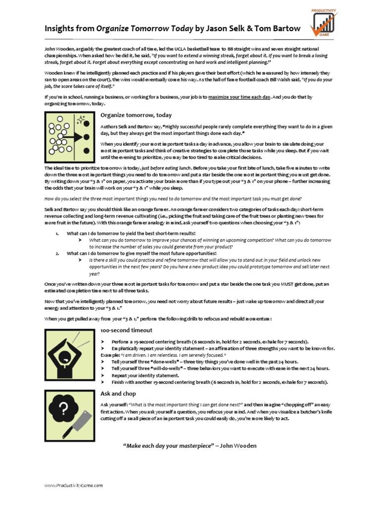 Organize Tomorrow Today Pdf