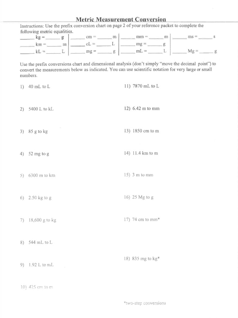 KYLIE STILL - Dimensional Analysis Worksheet | PDF