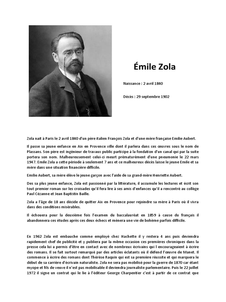 Zola Bio | PDF | Émile Zola