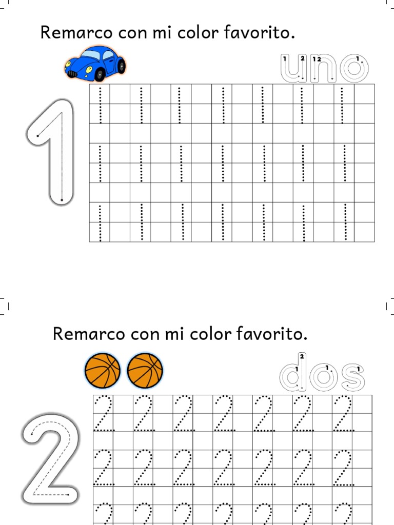 Números para Remarcar Del 1 Al 10 | PDF