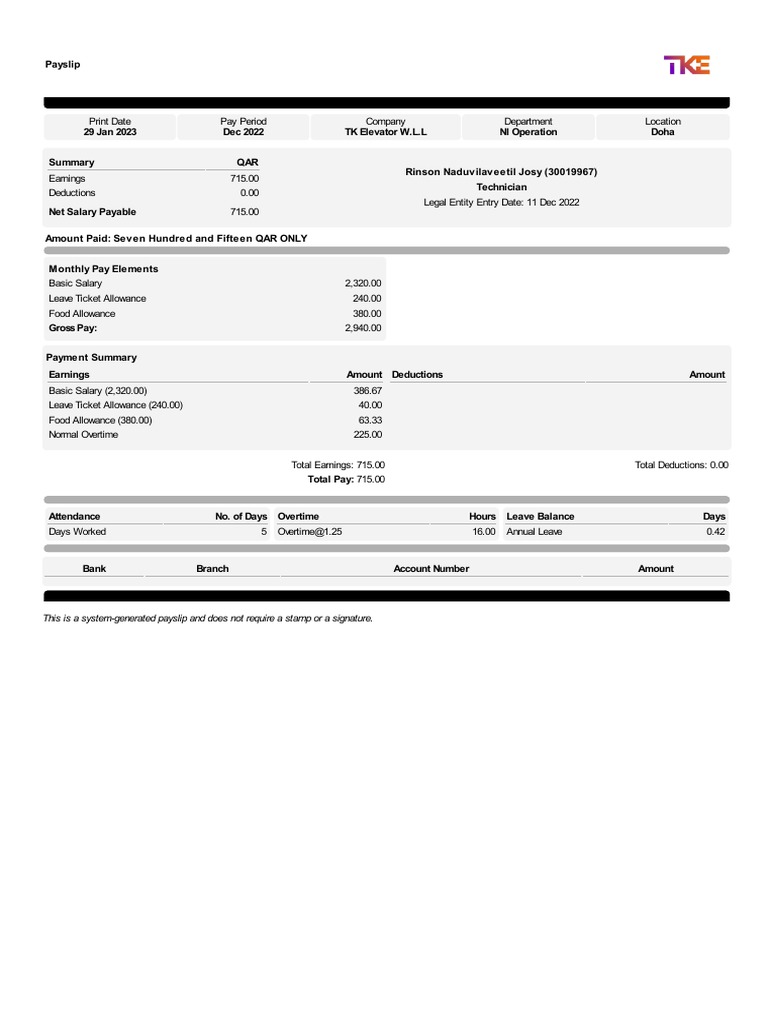 Payslip 30019967 December 2022 | PDF