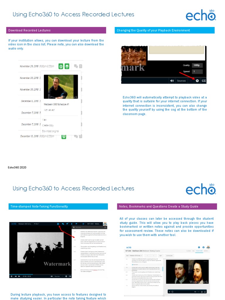 Using Echo360 To Access Recorded Lectures | PDF