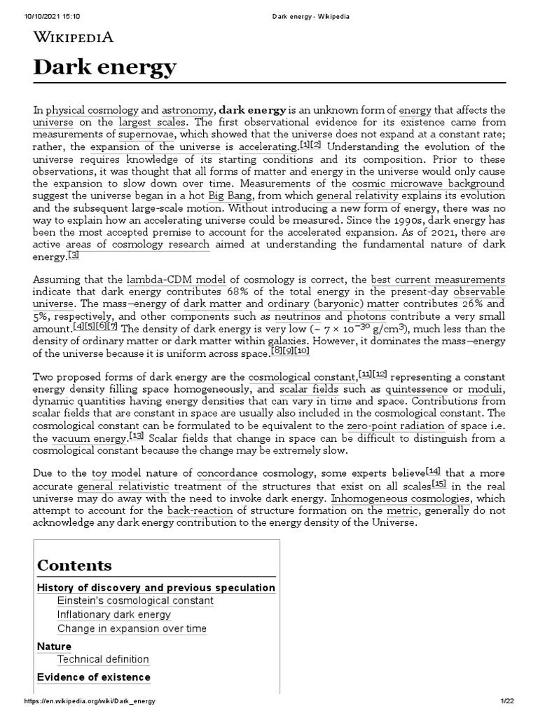 Dark Energy - Wikipedia | PDF | Dark Energy | Universe