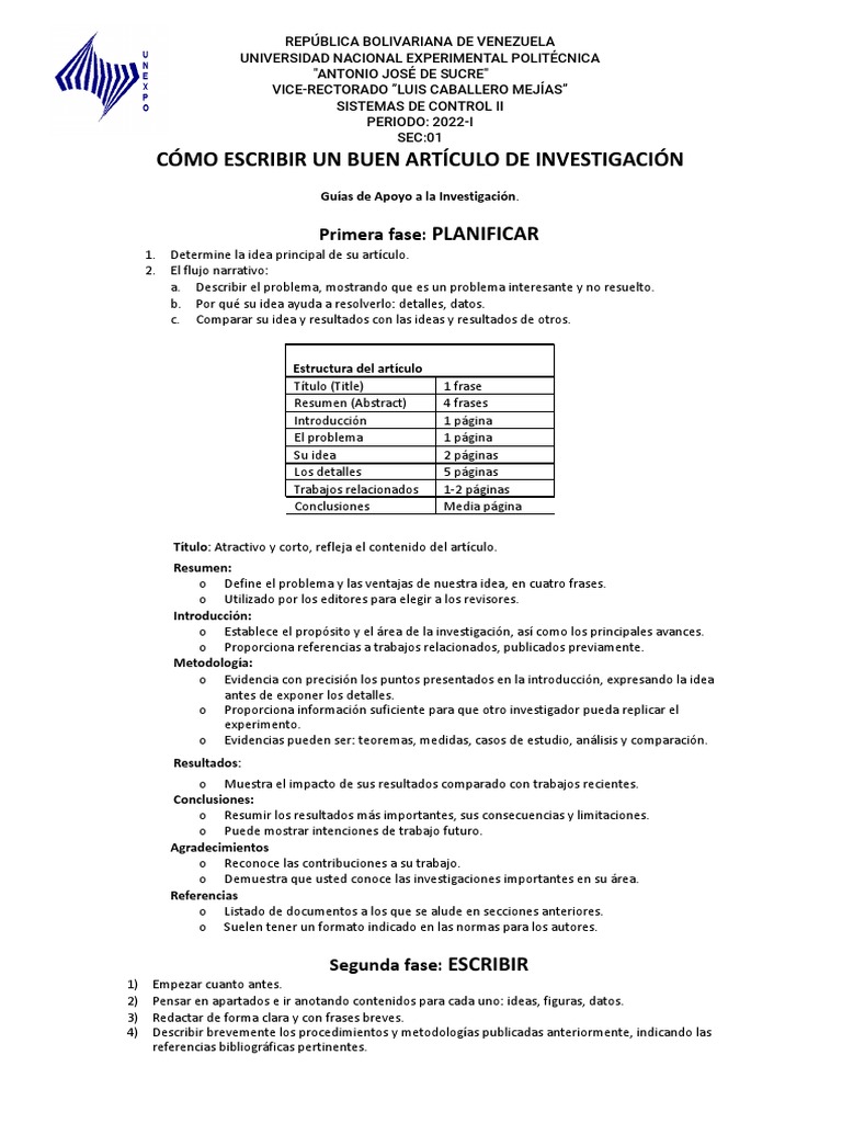 Cómo Escribir Un Buen Artículo de Investigación | PDF | Sumario ... Cómo Escribir Un Buen Artículo de Investigación | PDF | Sumario ...