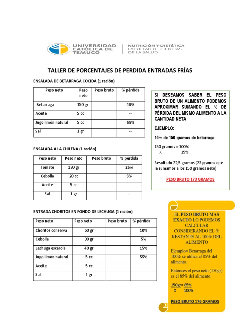 PESO BRUTO Y NETO ALIMENTOS | PDF | Alimentos | Comida y bebida