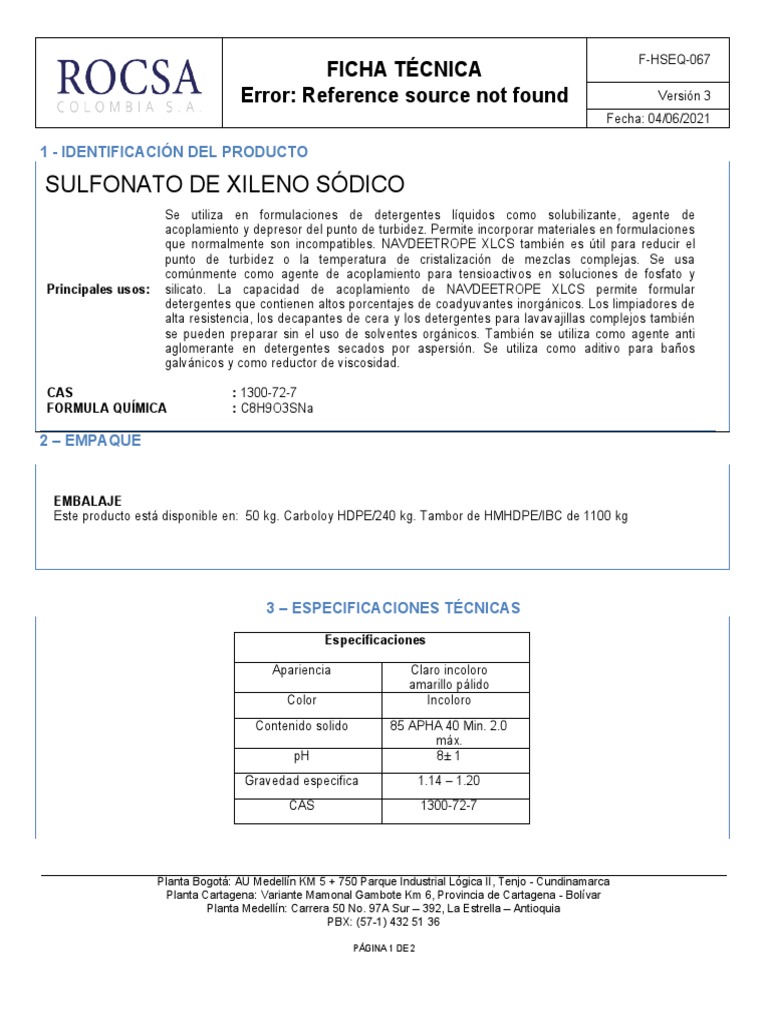 Propiedades y usos del sulfonato de xileno sódico | PDF | Detergente ...