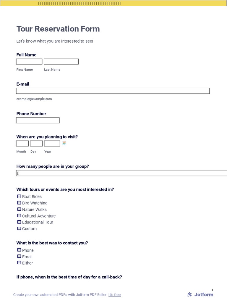 Tour Reservation Form | PDF