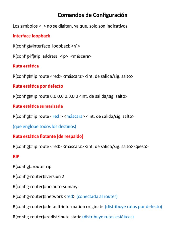 Comandos de Configuración | PDF | Dirección IP | Enrutador (Computación)