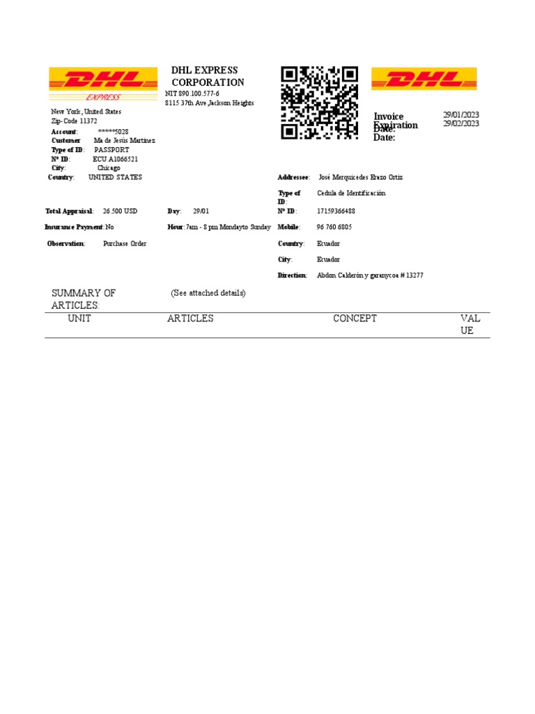 DHL Shipment Receipt for Ma de Jesús Martinez | PDF | Apple Inc ...