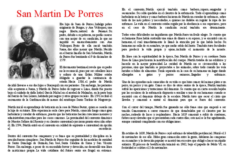 San Martin de Porres | PDF | Iglesia Católica