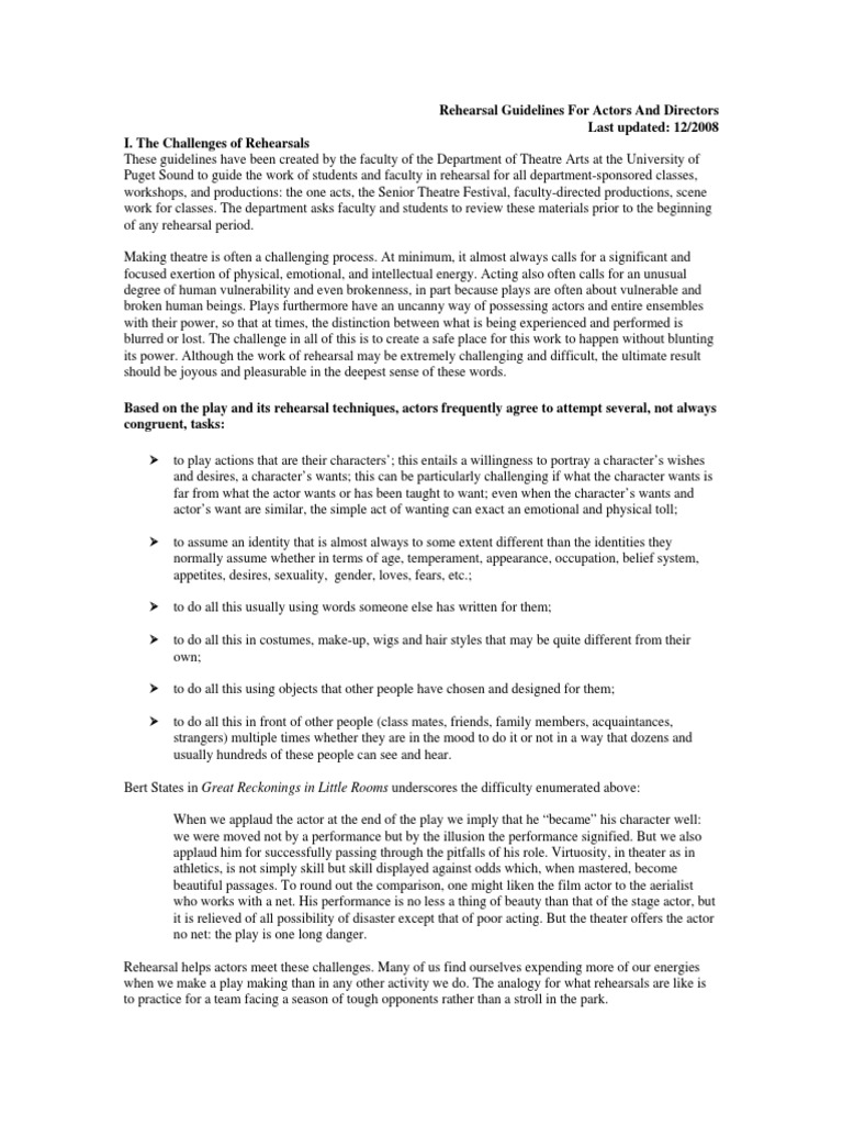 Rehearsal Guidelines | Download Free PDF | Actor | Acting