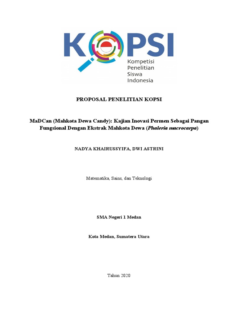 Proposal Penelitian Kopsi Revisi | PDF | Kesehatan Holistik | Sains & Matematika