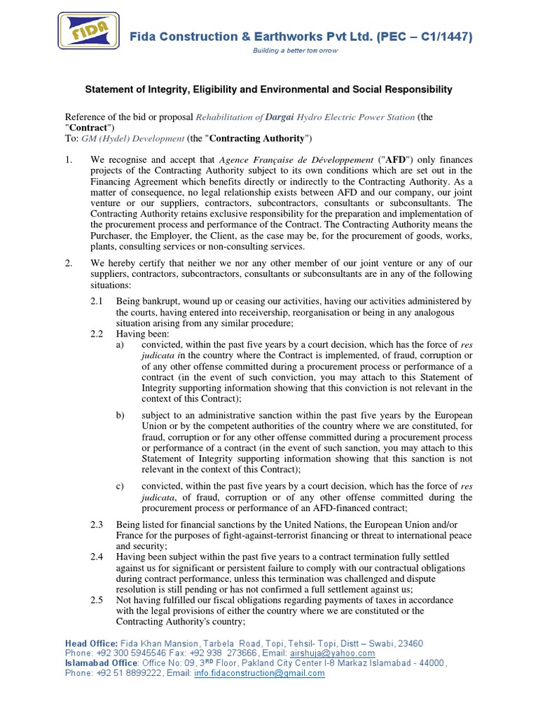 Integrity Pact | Download Free PDF | Procurement | Consultant