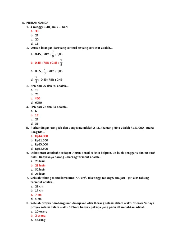 Matematika SD Kelas 6 Preliminary Round | PDF