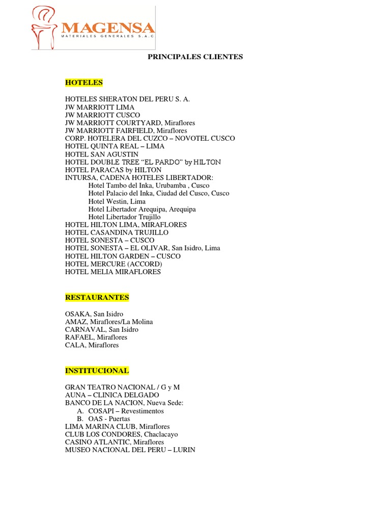 4 Principales Clientes | PDF | Negocios