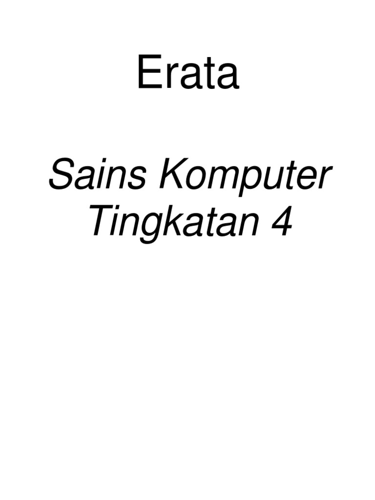 Sains Komputer Tingatan 4 | PDF