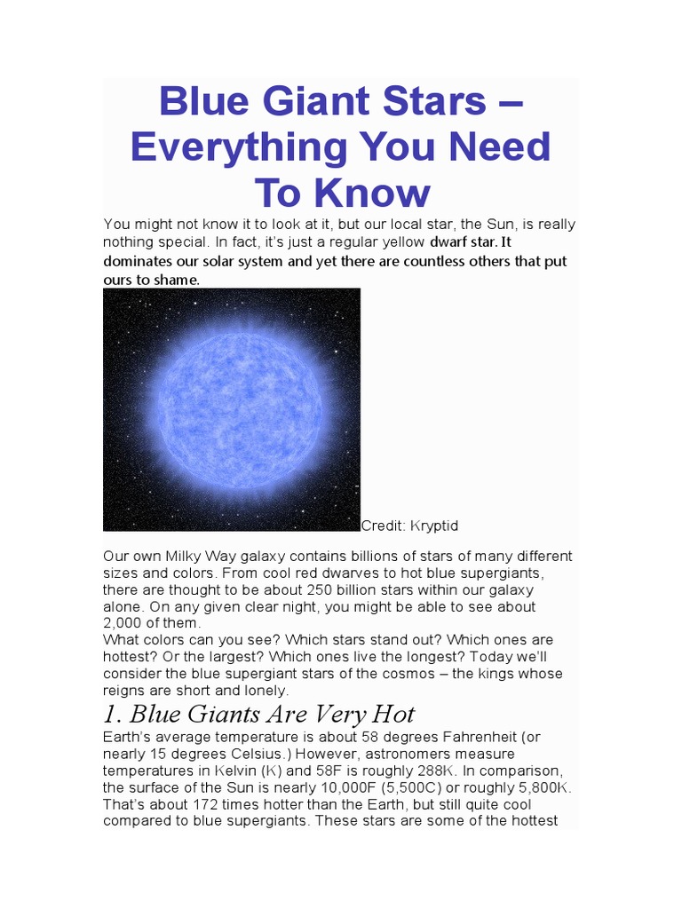 Blue Giant Stars | PDF | Stars | Sun