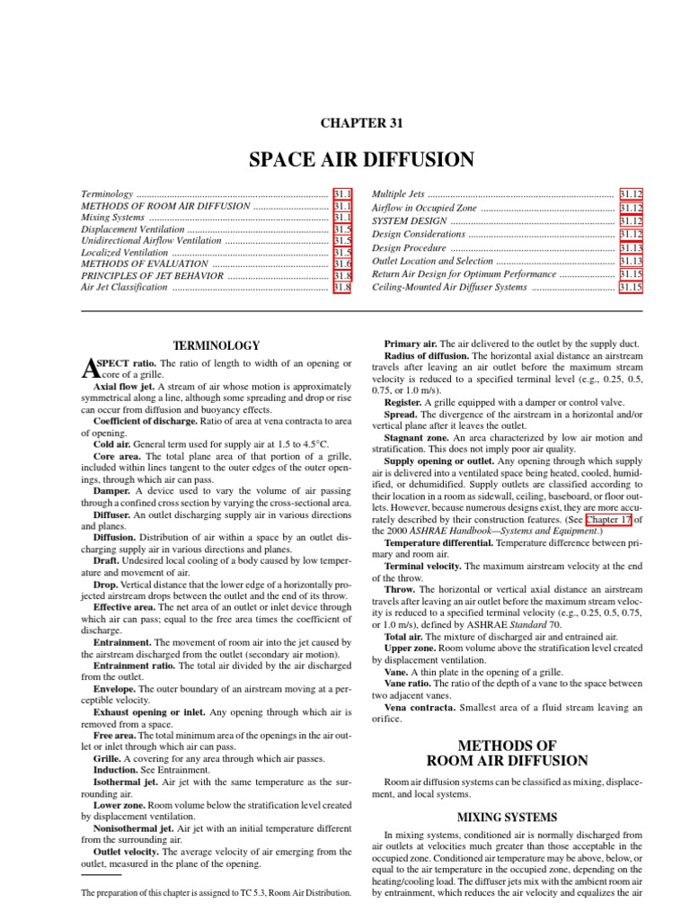 Space Air Diffusion - ASHRAE | PDF | Convection | Ventilation ...