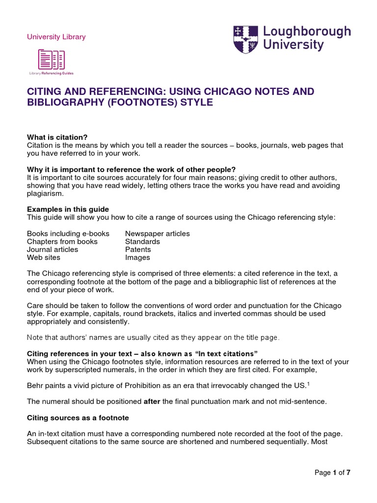 Chicago Notes and Bibliography (Footnotes) Style | PDF | Citation ...