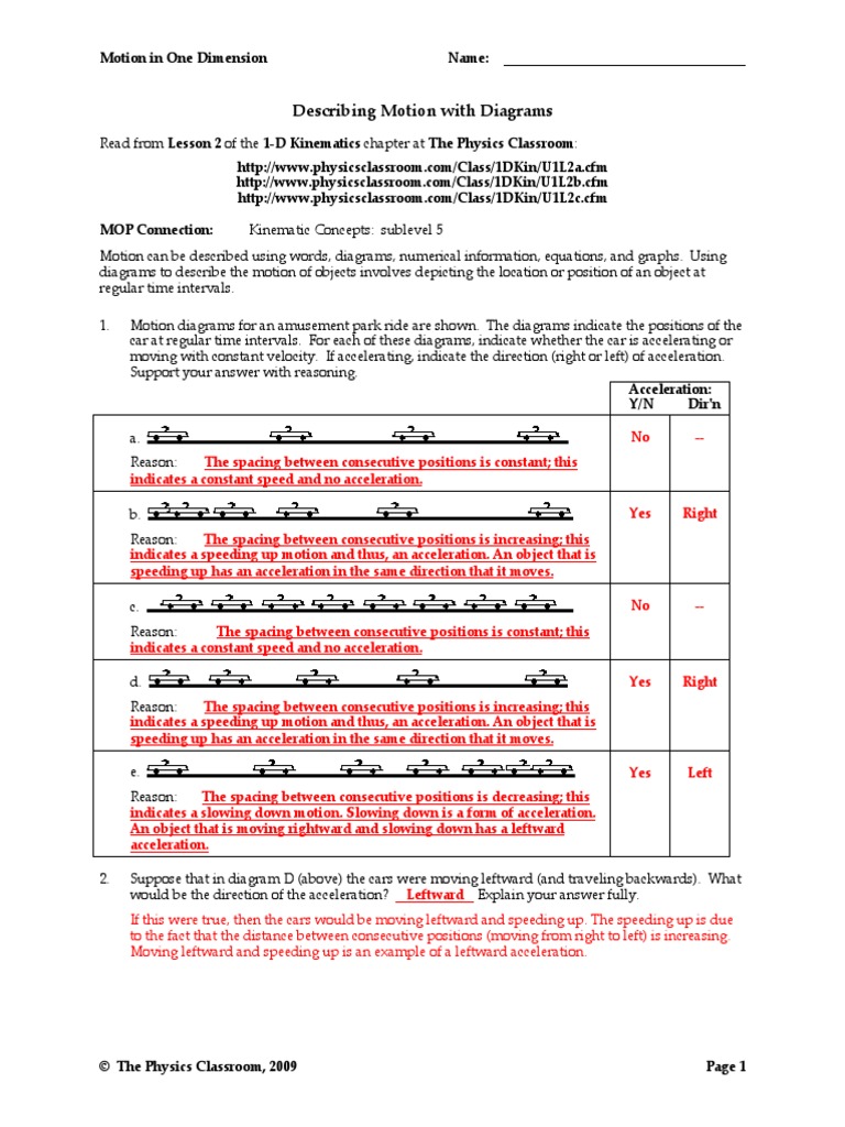 Answers Motion Diagrams 2 | PDF | Acceleration | Kinematics