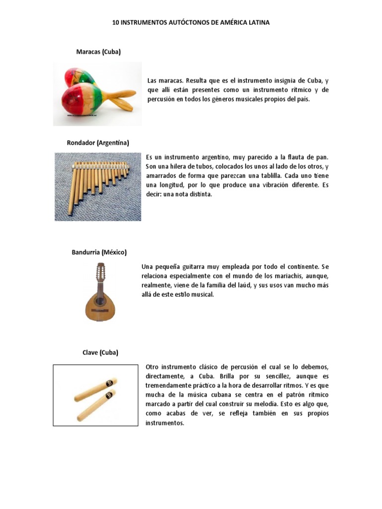 10 Instrumentos Autóctonos de América Latina | PDF | Instrumentos ...