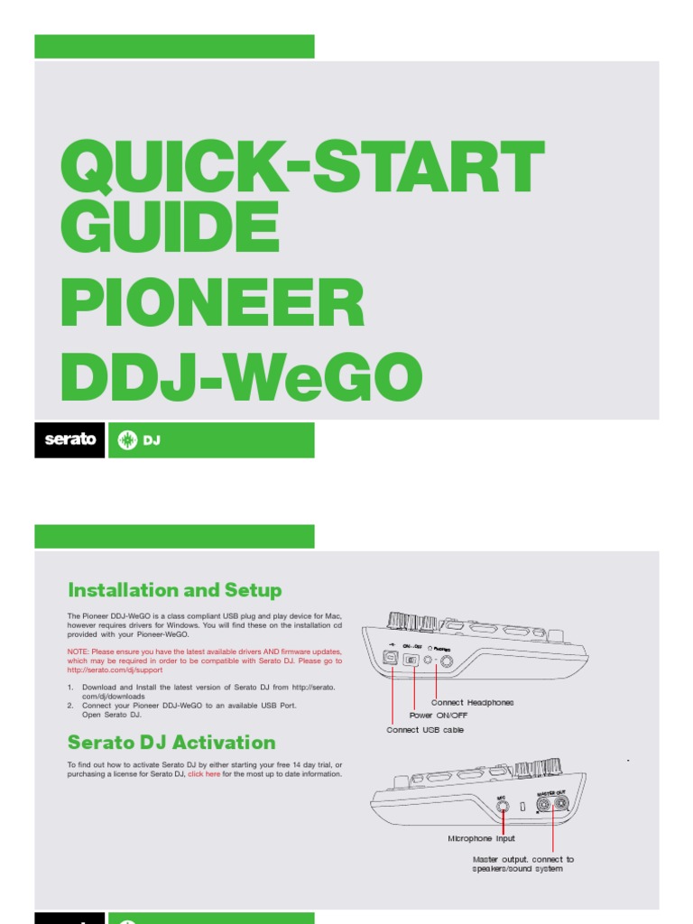 Pioneer DDJ-WeGo Quickstart Guide | PDF | Disc Jockey | Usb