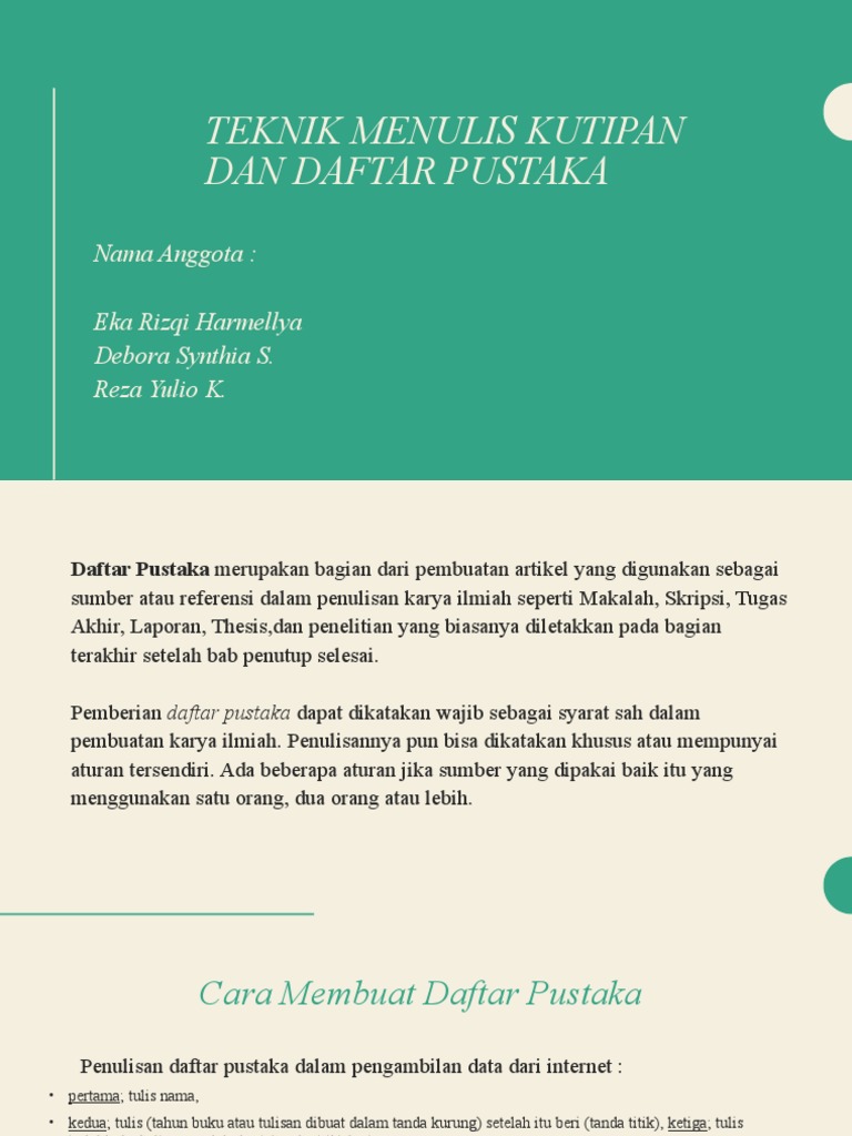 Teknik Menulis Kutipan Dan Daftar Pustaka | PDF
