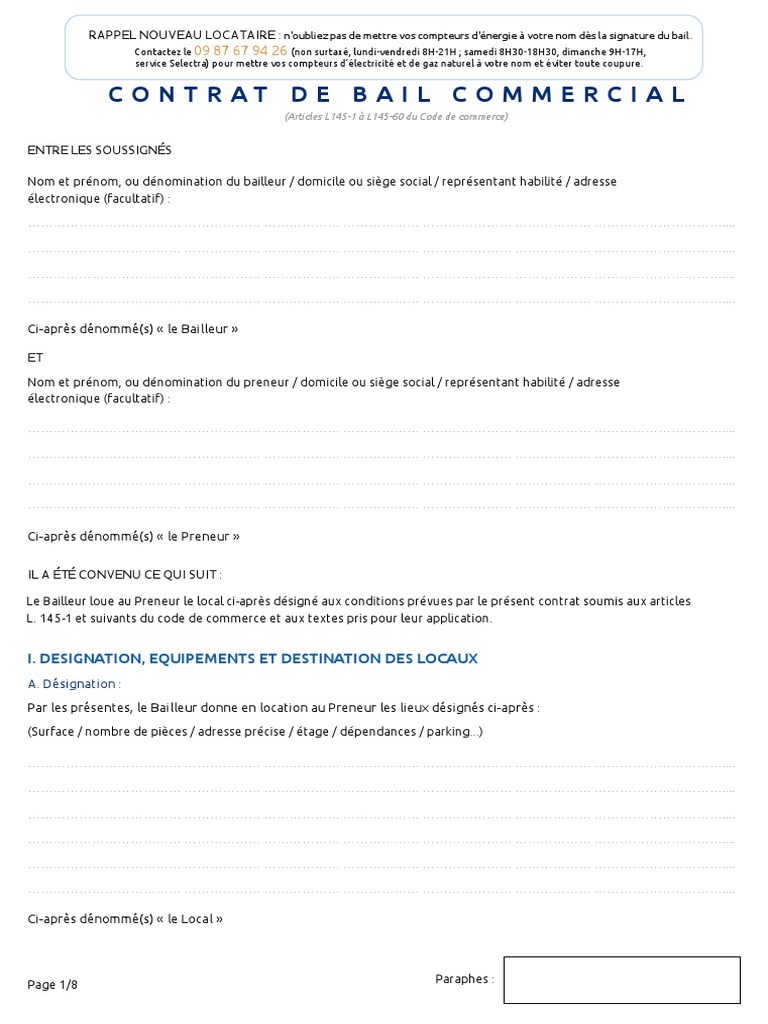 Contrat Bail Commercial | PDF | Cautionnement | Assurance